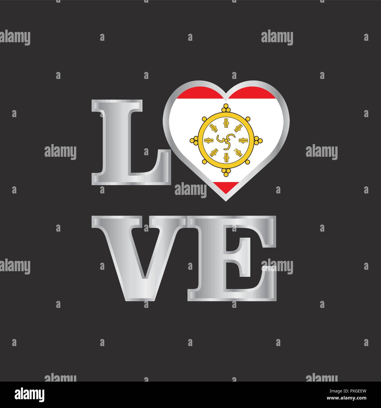Love typography Sikkim flag design vector beautiful lettering Stock ...