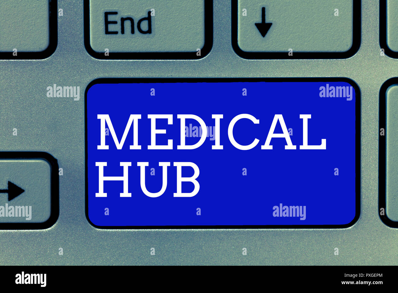 Handwriting text Medical Hub. Concept meaning Common connection point ...