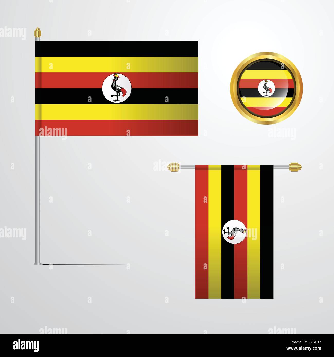 Uganda flagpole vector hi-res stock photography and images - Alamy