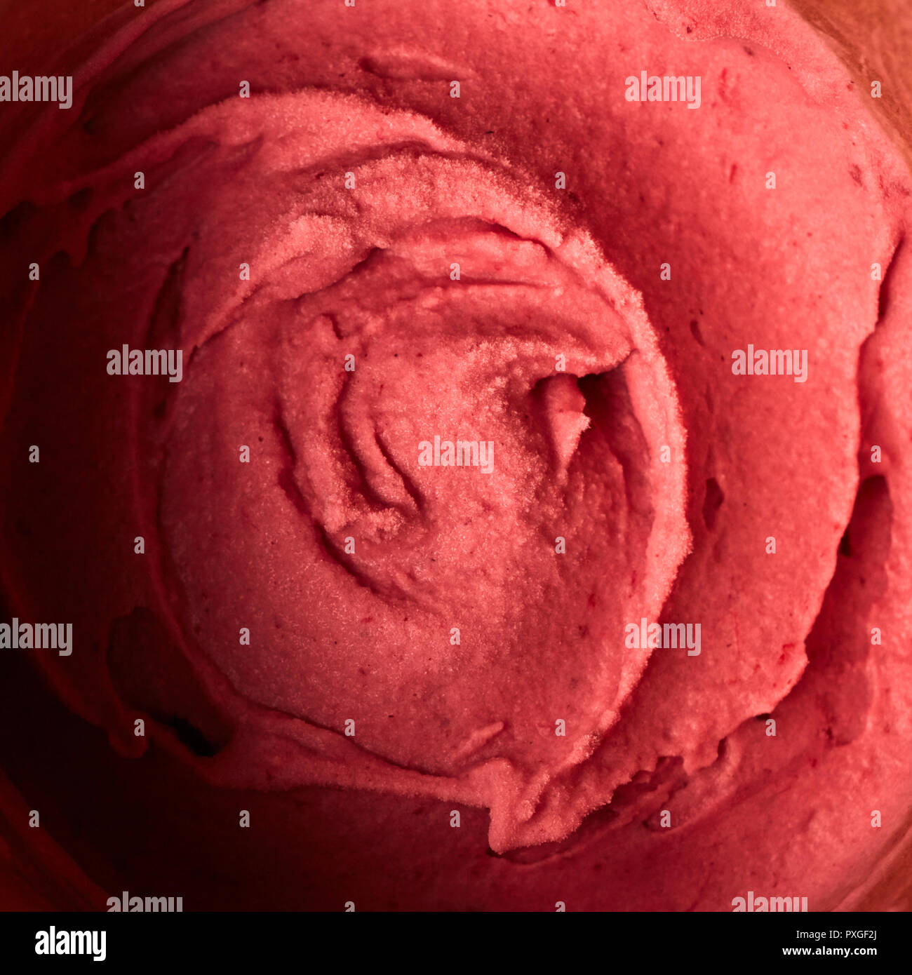 Macro photo of delicious red berry ice cream. Cold sweet dessert. Food ...