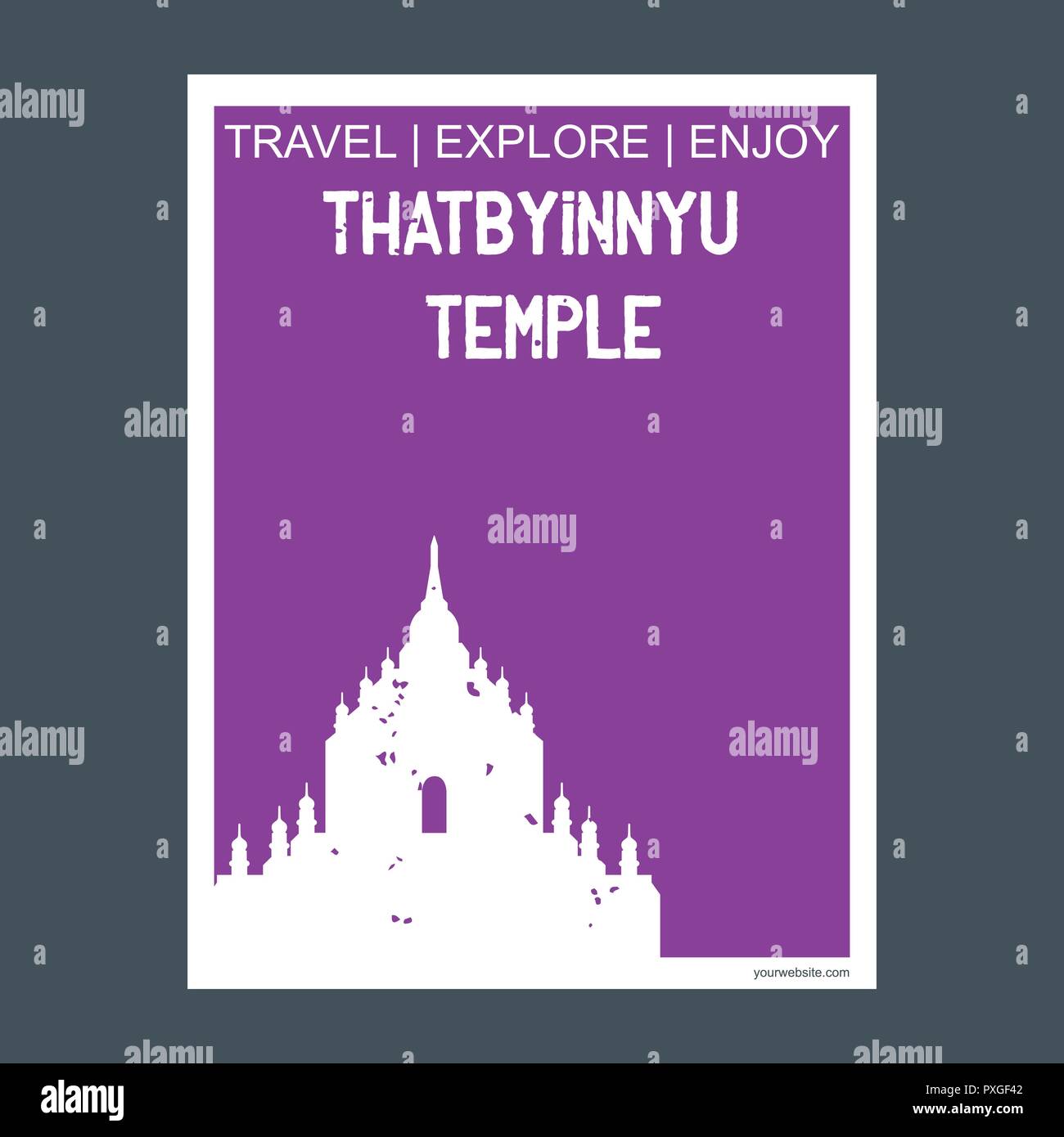 Thatbyinnyu Temple, Myanmar monument landmark brochure Flat style and ...
