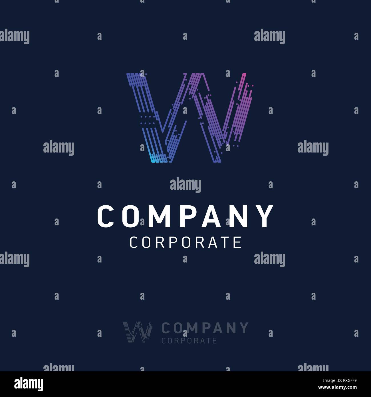 W company logo design with visiting card vector Stock Vector Image ...