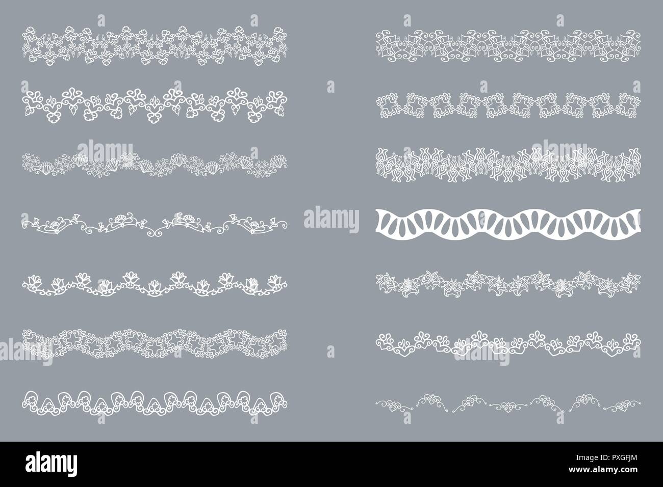 Set of horizontal isolated White lace borders for design Stock Vector ...