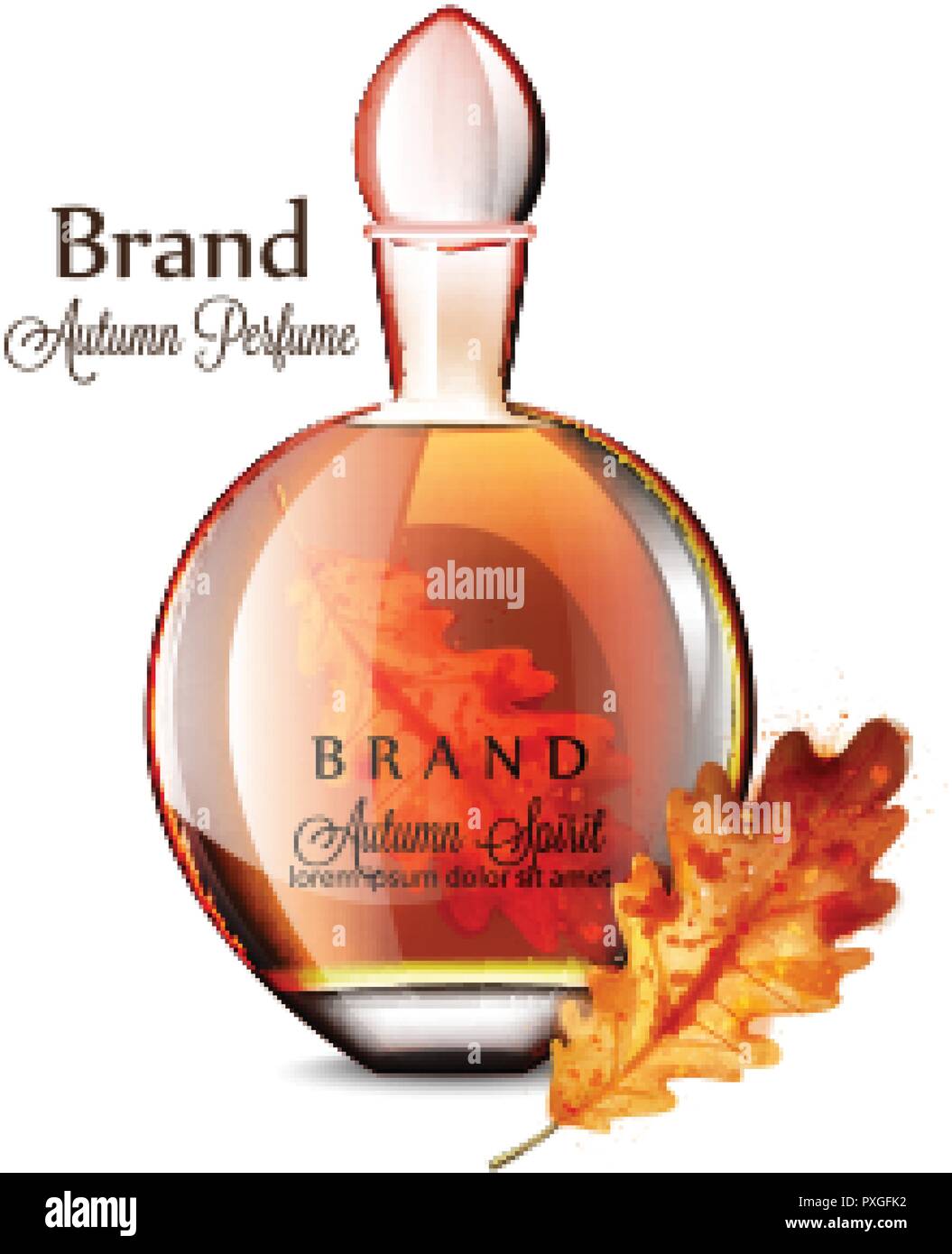 Perfume vial Vector realistic. Grapes flavor. Product placement mock up ...