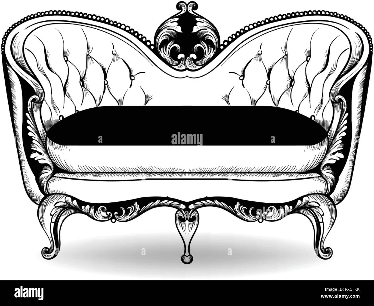 Baroque sofa Vector. French Luxury rich intricate structure. Victorian ...