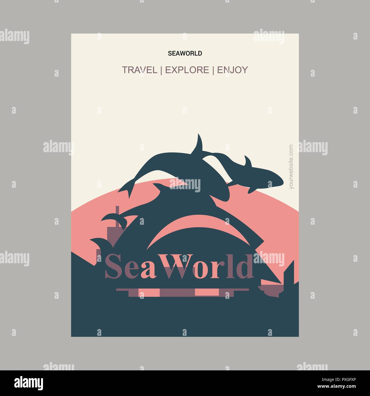 Sea World California, United States Vintage Style Landmark Poster ...