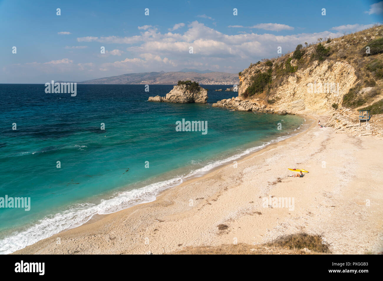 Strand Pasqyra Beach zwischen Saranda und Ksamil, Albanien, Europa ...