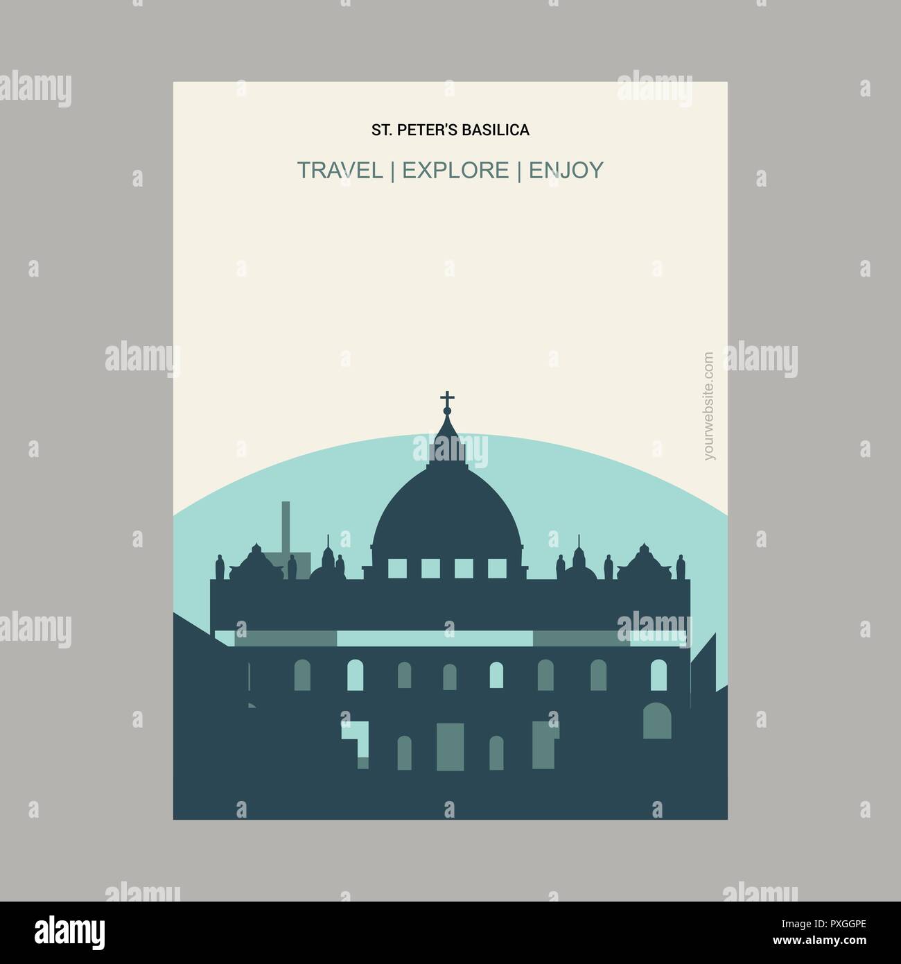 St Peter's Basilica, Italy Vintage Style Landmark Poster Template Stock ...