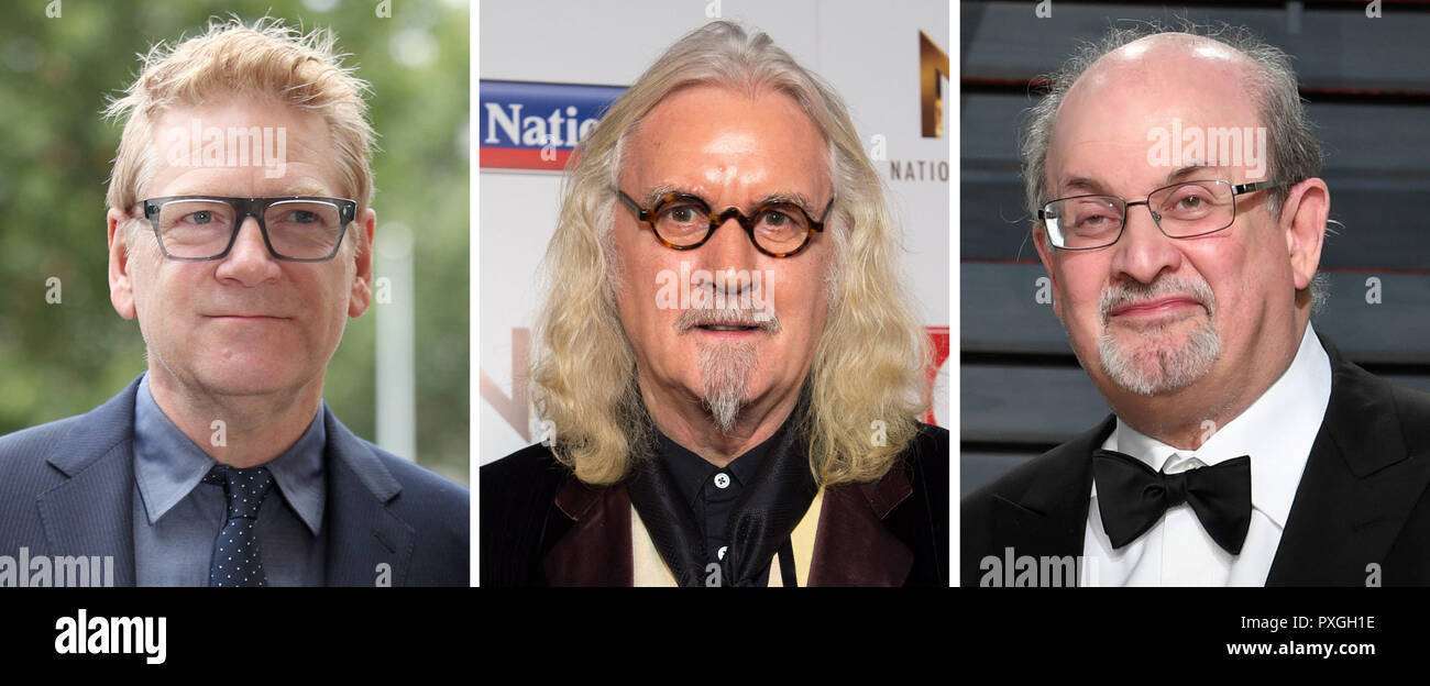 File photos of (from the left) Sir Kenneth Branagh, Sir Billy Connolly ...