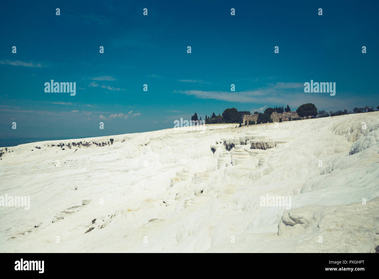 Pamukkale Turkish mineral calcium pool. The site is a UNESCO World ...