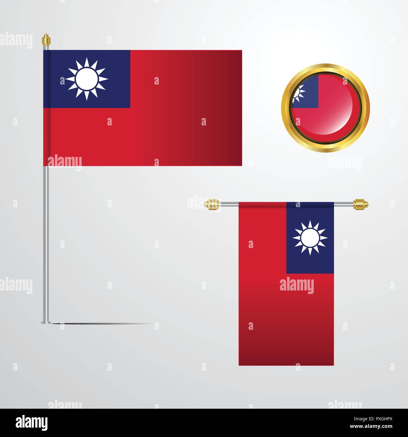 Taiwan flag pole Stock Vector Images - Alamy