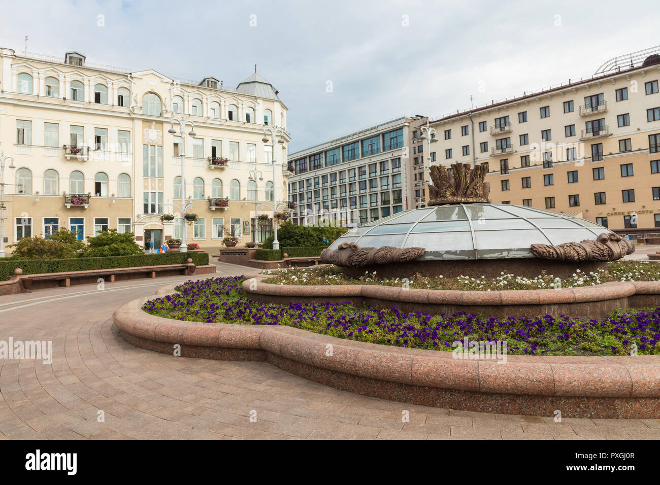 MINSK, BELARUS - SEPTEMBER 12, 2018: Independence square in Minsk ...