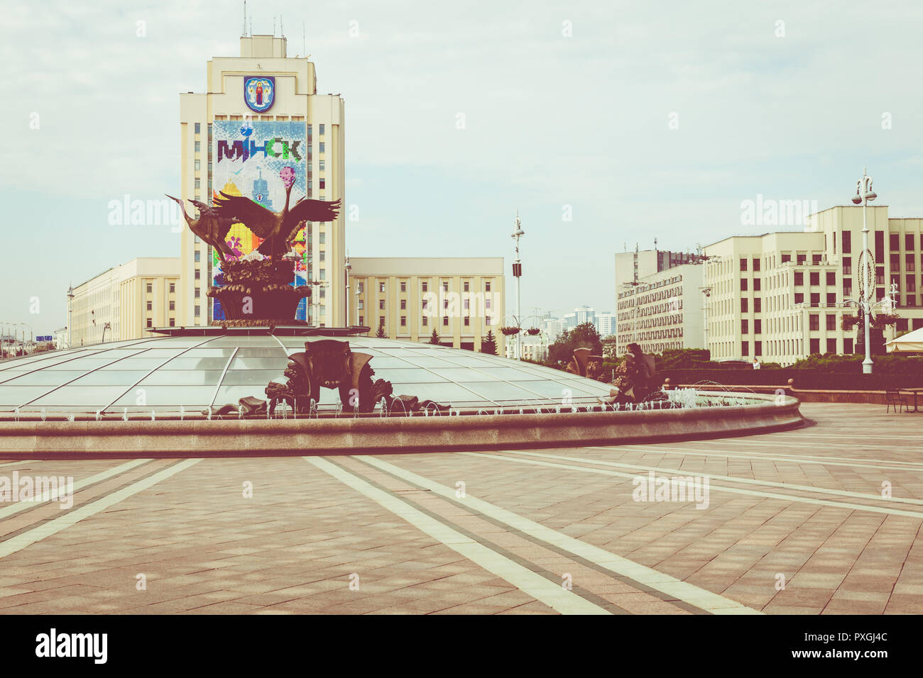 MINSK, BELARUS - SEPTEMBER 12, 2018: Independence square in Minsk ...