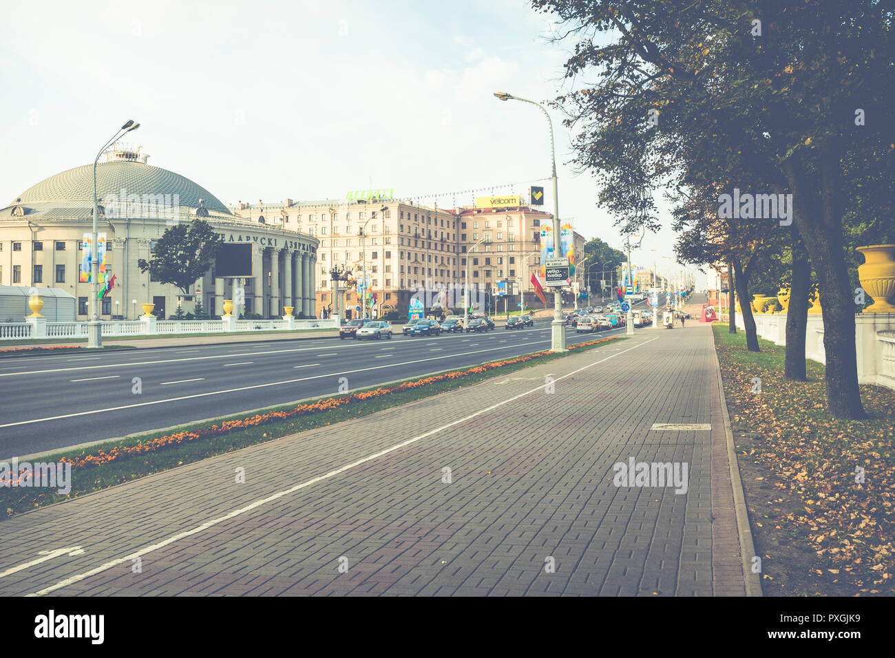 MINSK, BELARUS - SEPTEMBER 11, 2018: View of the old historic center of ...