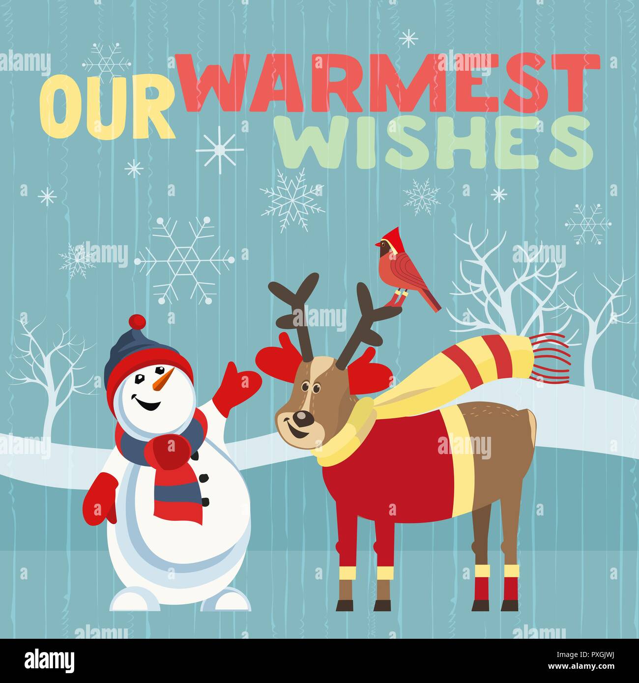 Snowman and robin winter art design hi-res stock photography and images ...