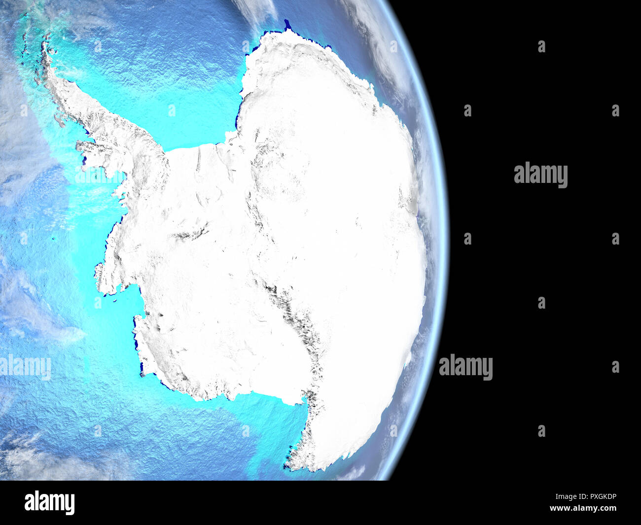 Antarctica on planet Earth from space. Satellite view. 3D illustration ...