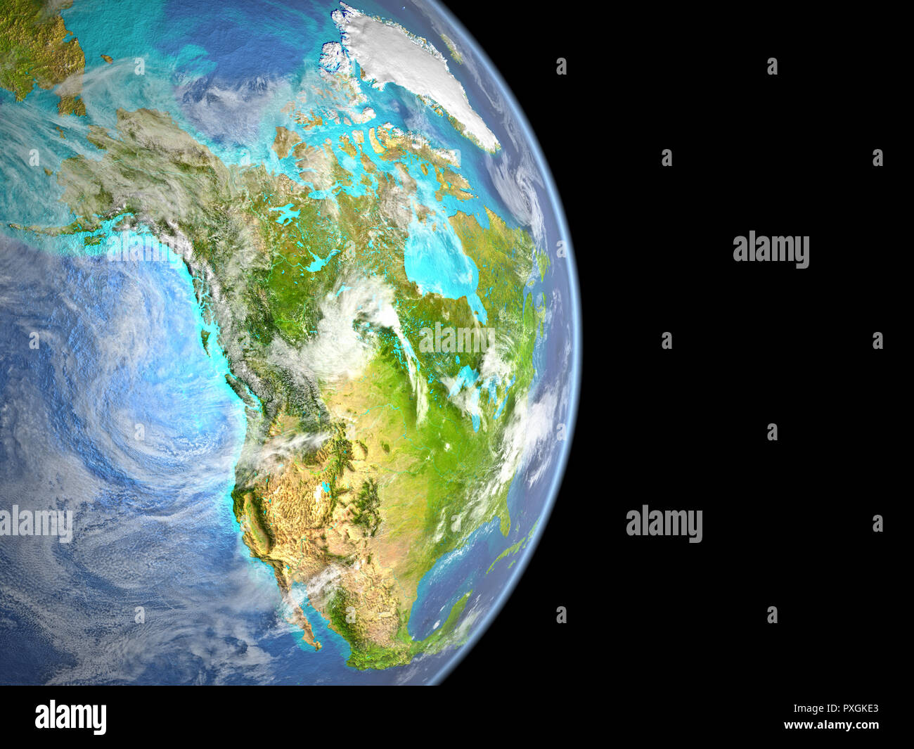 North America on planet Earth from space. Satellite view. 3D ...
