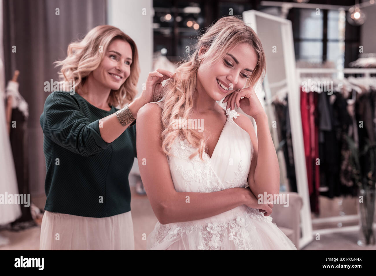 Nice dreamy woman thinking about her wedding Stock Photo - Alamy