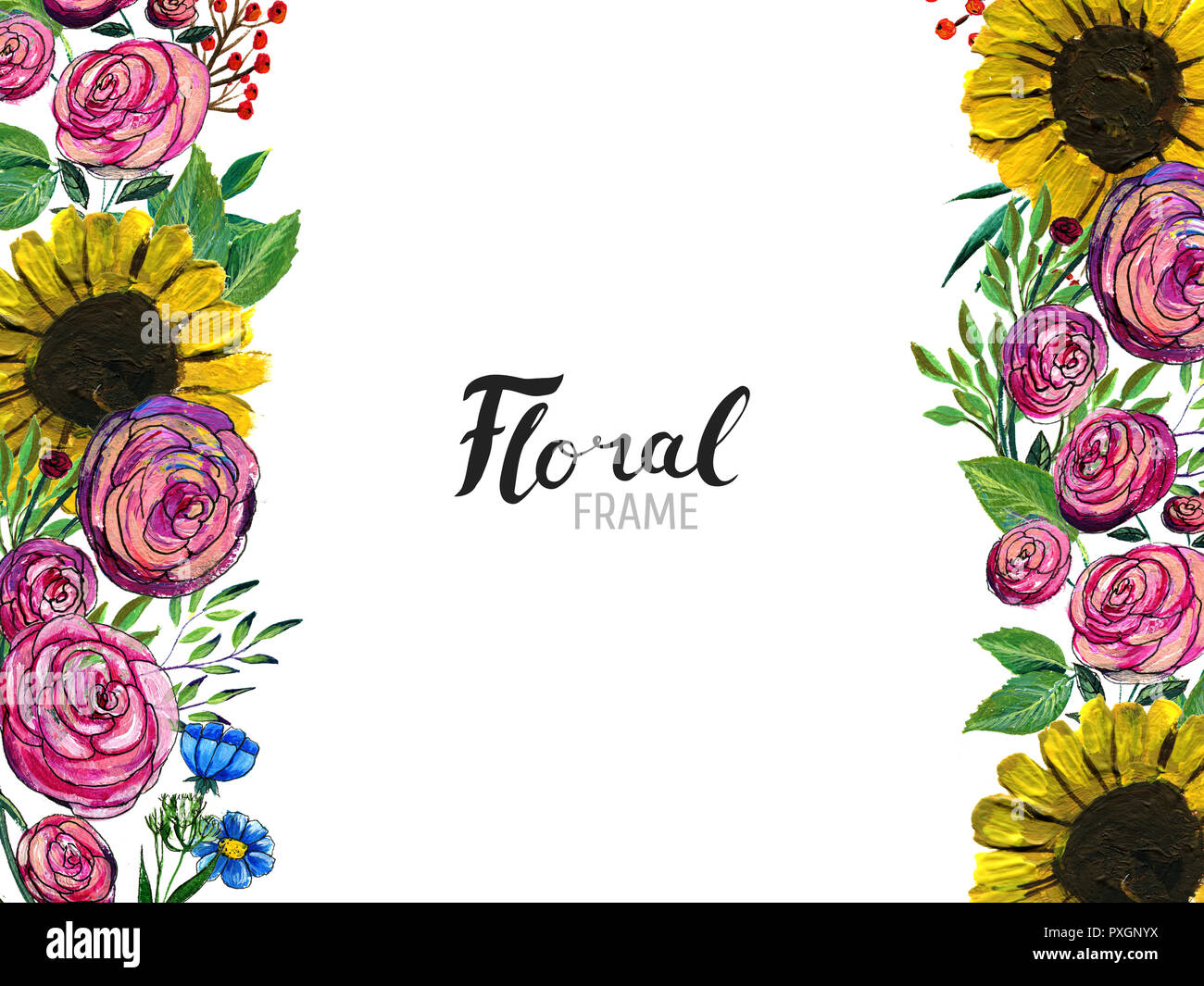 Hand drawn Flower Border Stock Photo - Alamy