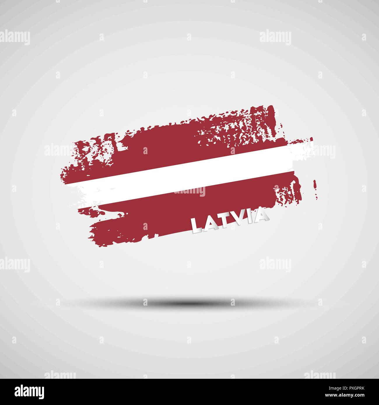 Flag of Latvia. Vector illustration of grunge brush stroke with Latvian ...