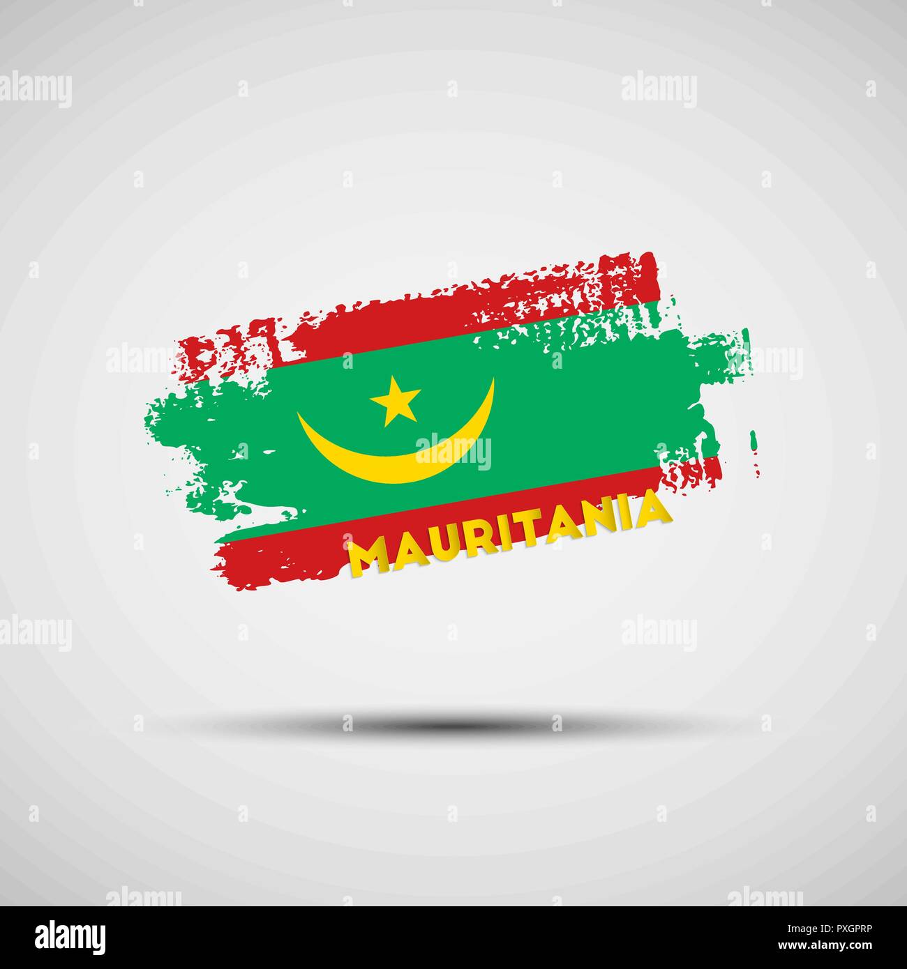 Flag Of Mauritania Vector Illustration Of Grunge Brush Stroke With Mauritanian National Flag