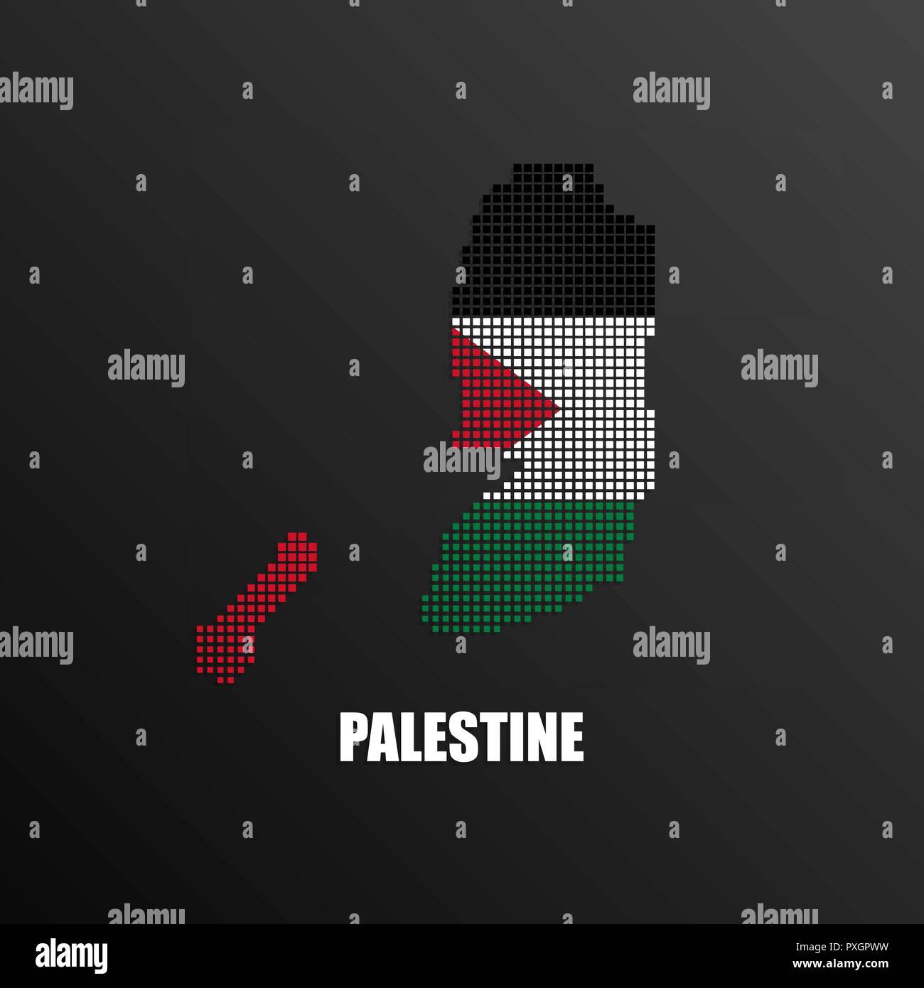 Vector illustration of abstract halftone map of Palestine made of ...
