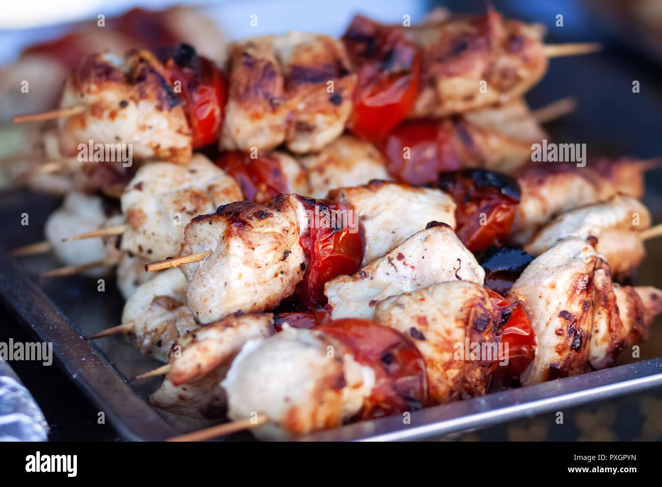 Tasty shish kebab cooking process. Grilled meat Stock Photo - Alamy