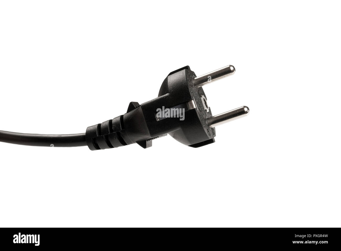 Black electric cable isolated on white background Stock Photo - Alamy
