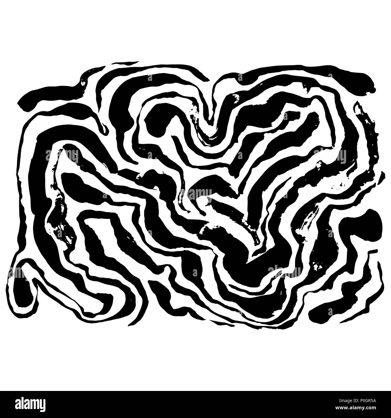 Brush painted wave pattern. Black and white stripes grunge background ...