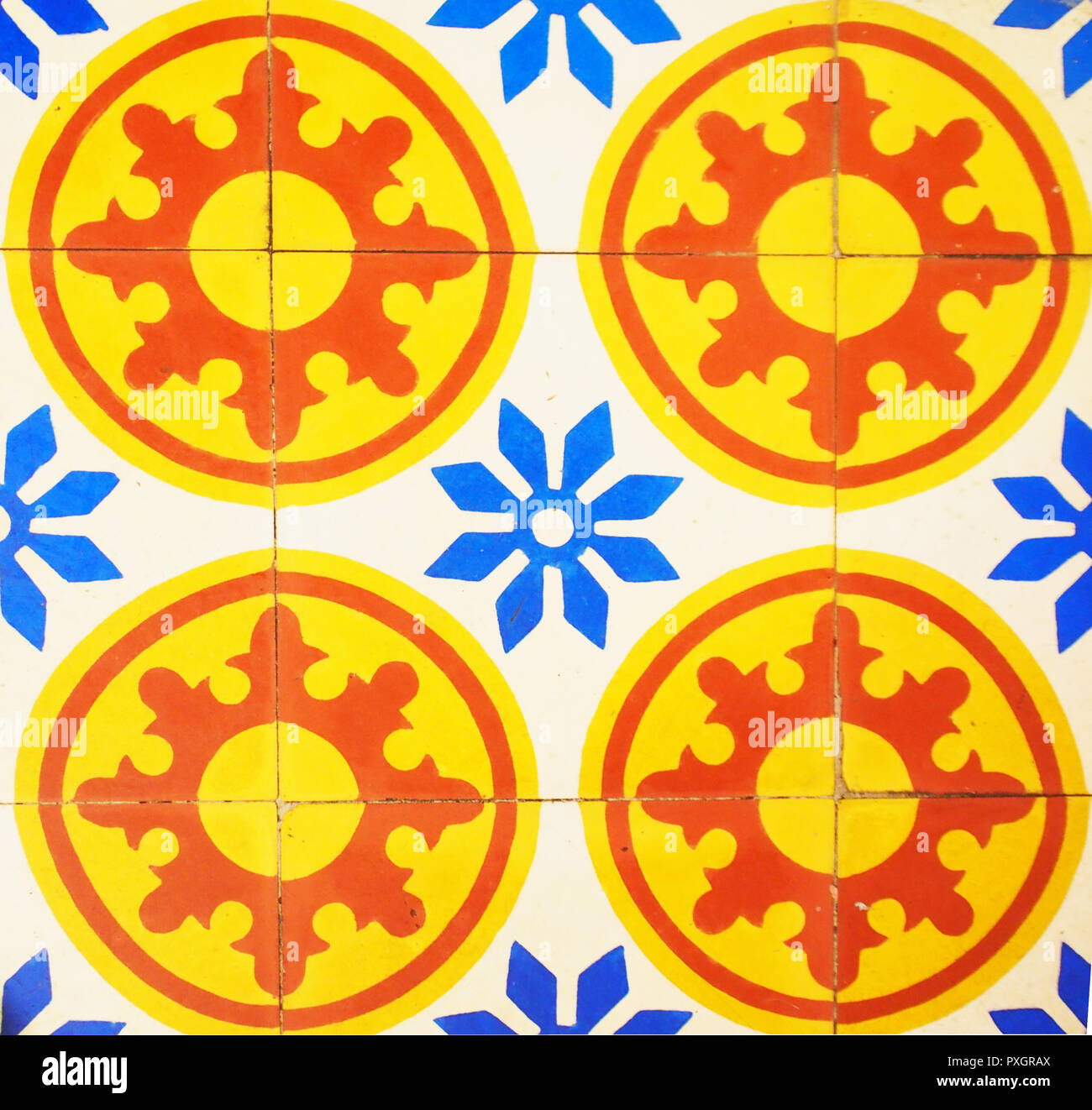 Detail of the traditional tiles from facade of old house. Decorative ...