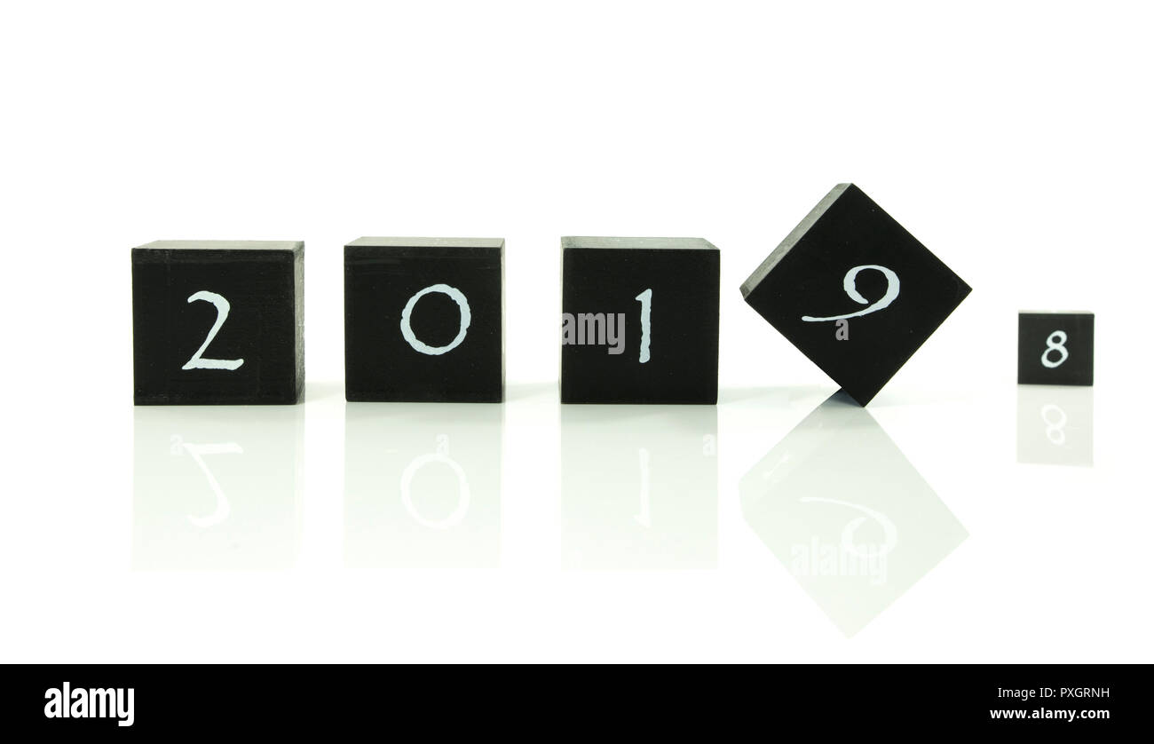 black blocks with 2018 changing in 2019 isolated on white Stock Photo ...