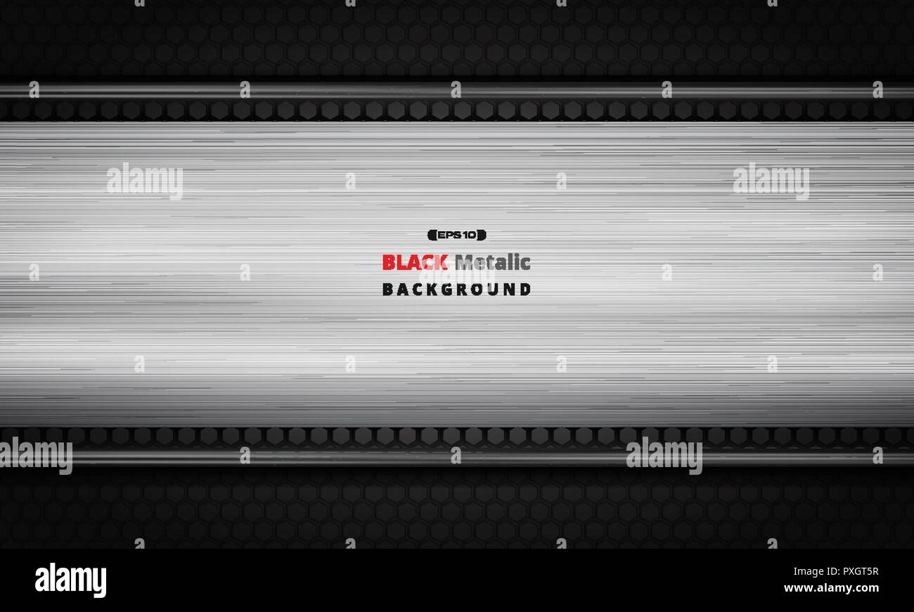 Stain silver stainless on dark metallic texture grid background, vector ...