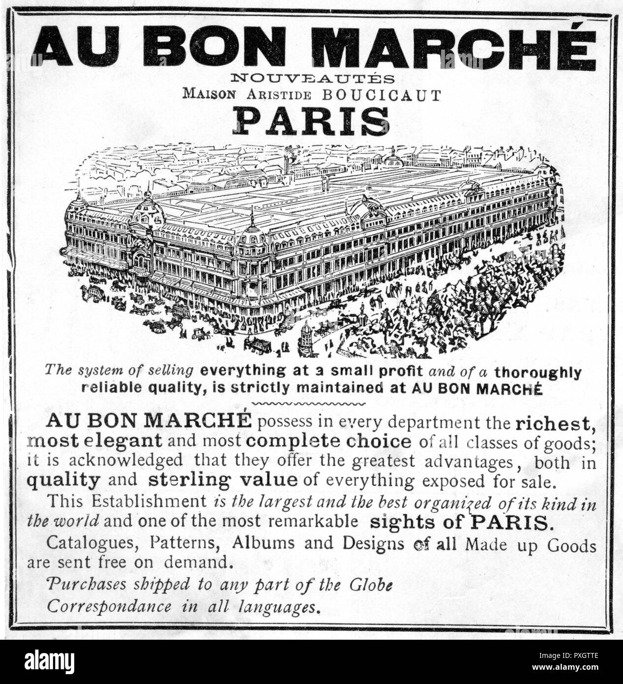 AU BON MARCHE AD 1892 Stock Photo - Alamy