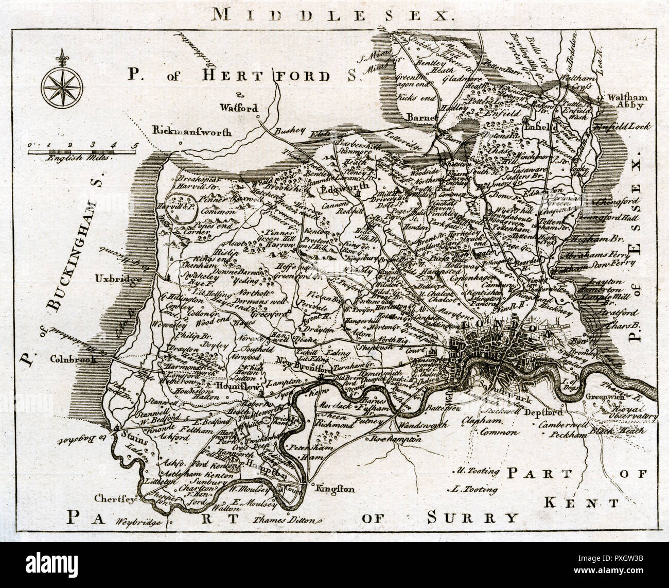 Map of middlesex england hi-res stock photography and images - Alamy