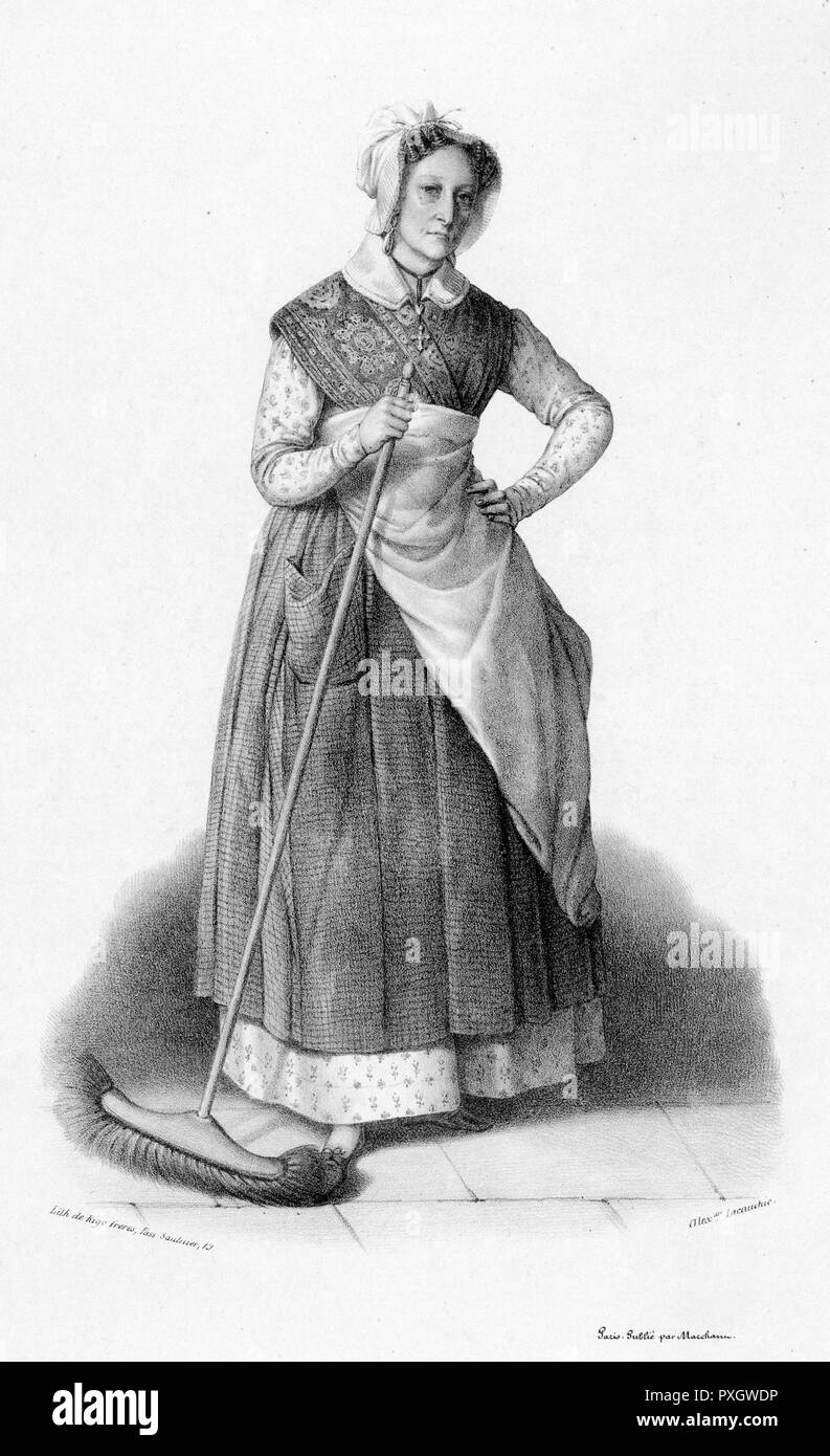 Cleaning with broom Black and White Stock Photos & Images - Alamy