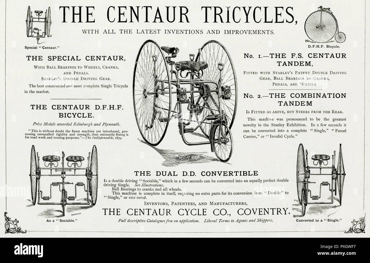 Advert for Centaur tricycles 1884 Stock Photo - Alamy