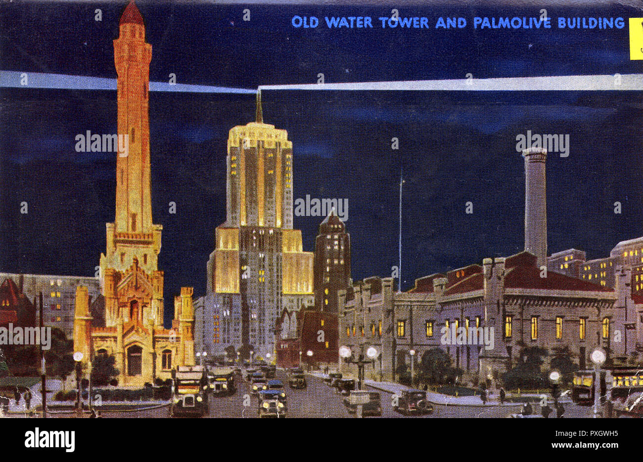 Chicago, Illinois, USA, Old Water Tower & Palmolive Building Stock ...