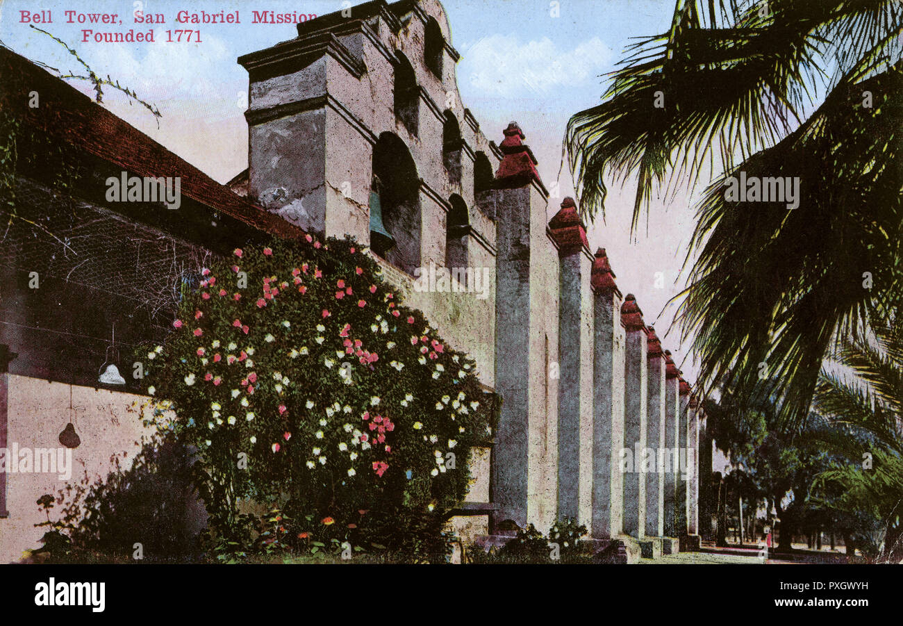 Bell Tower of the Mission San Gabriel Arcangel, San Gabriel, California ...