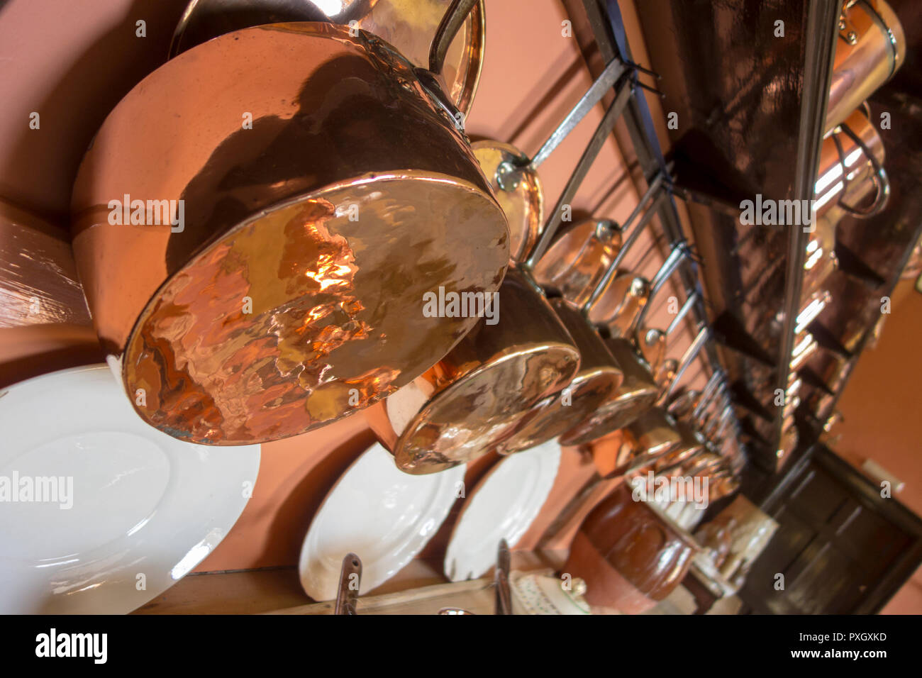 Victorian kitchen copper pots pans hi-res stock photography and images ...