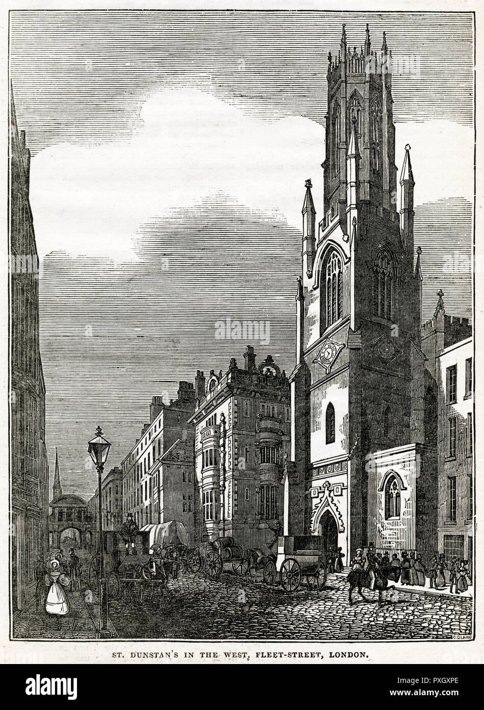 St. Dunstan's, Fleet Street, London 1834 Stock Photo - Alamy