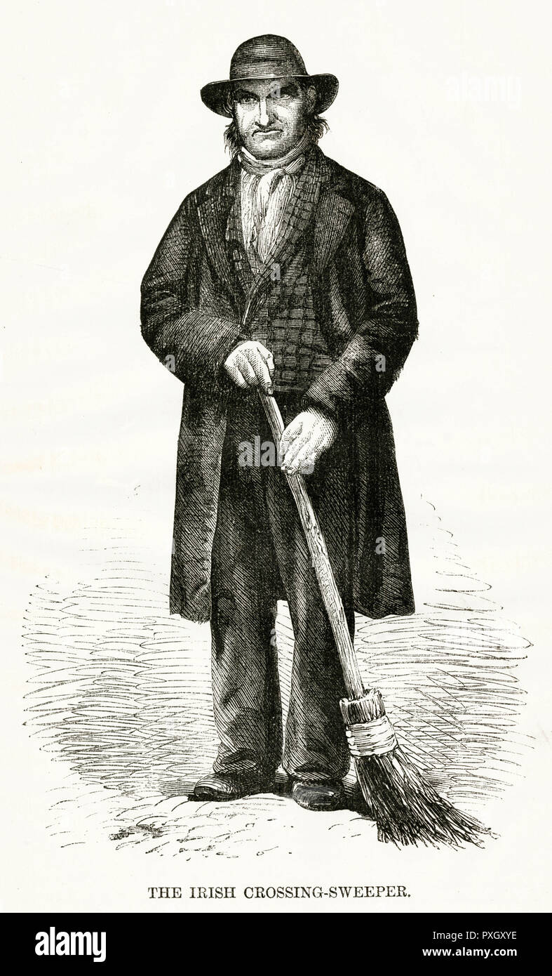 Irish crossing sweeper 1850s Stock Photo - Alamy