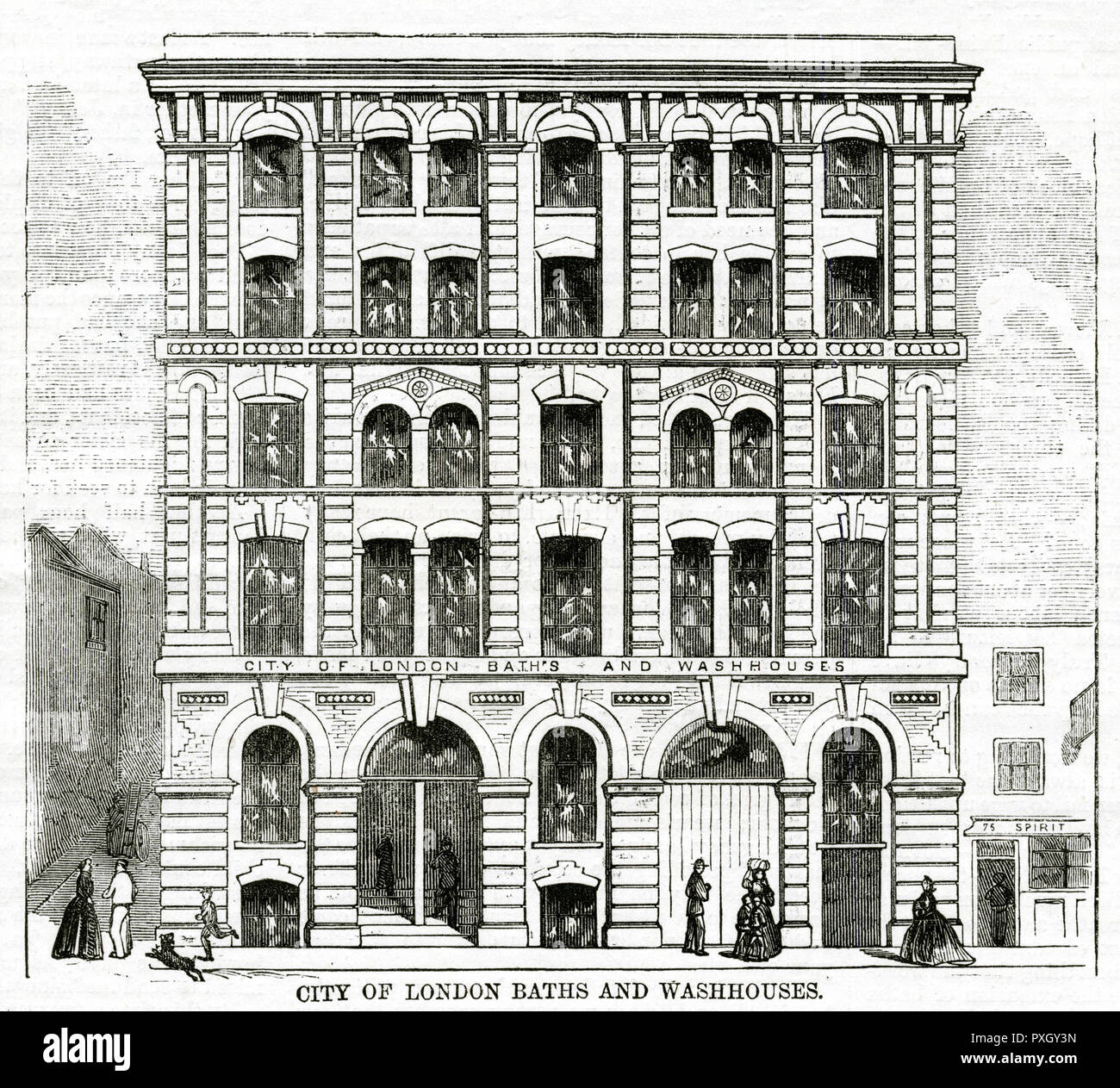 Baths and washhouses in Golden Lane, London 1865 Stock Photo - Alamy