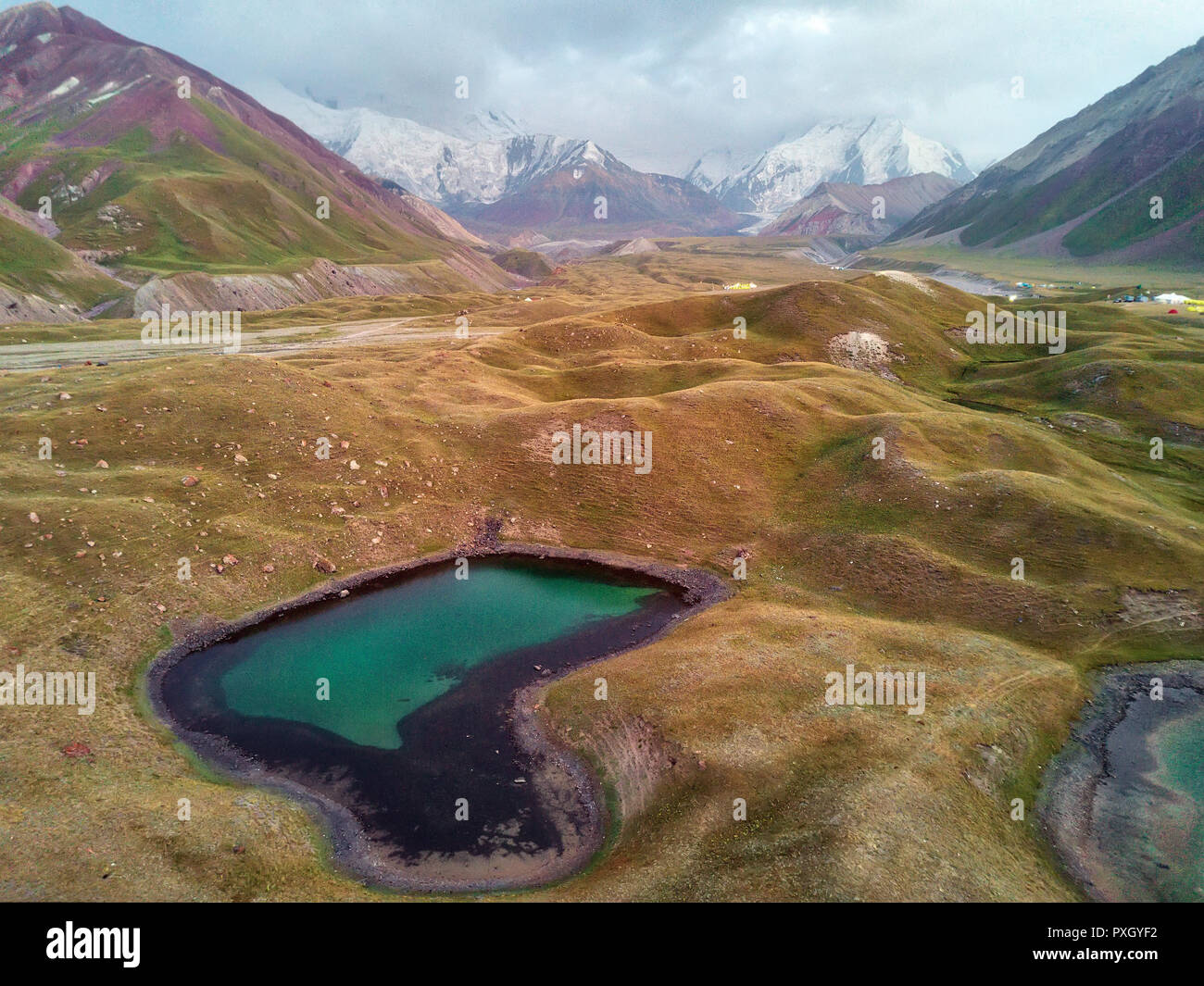 Mount Lenin seen from Basecamp in Kyrgyzstan taken in August 2018 Stock ...