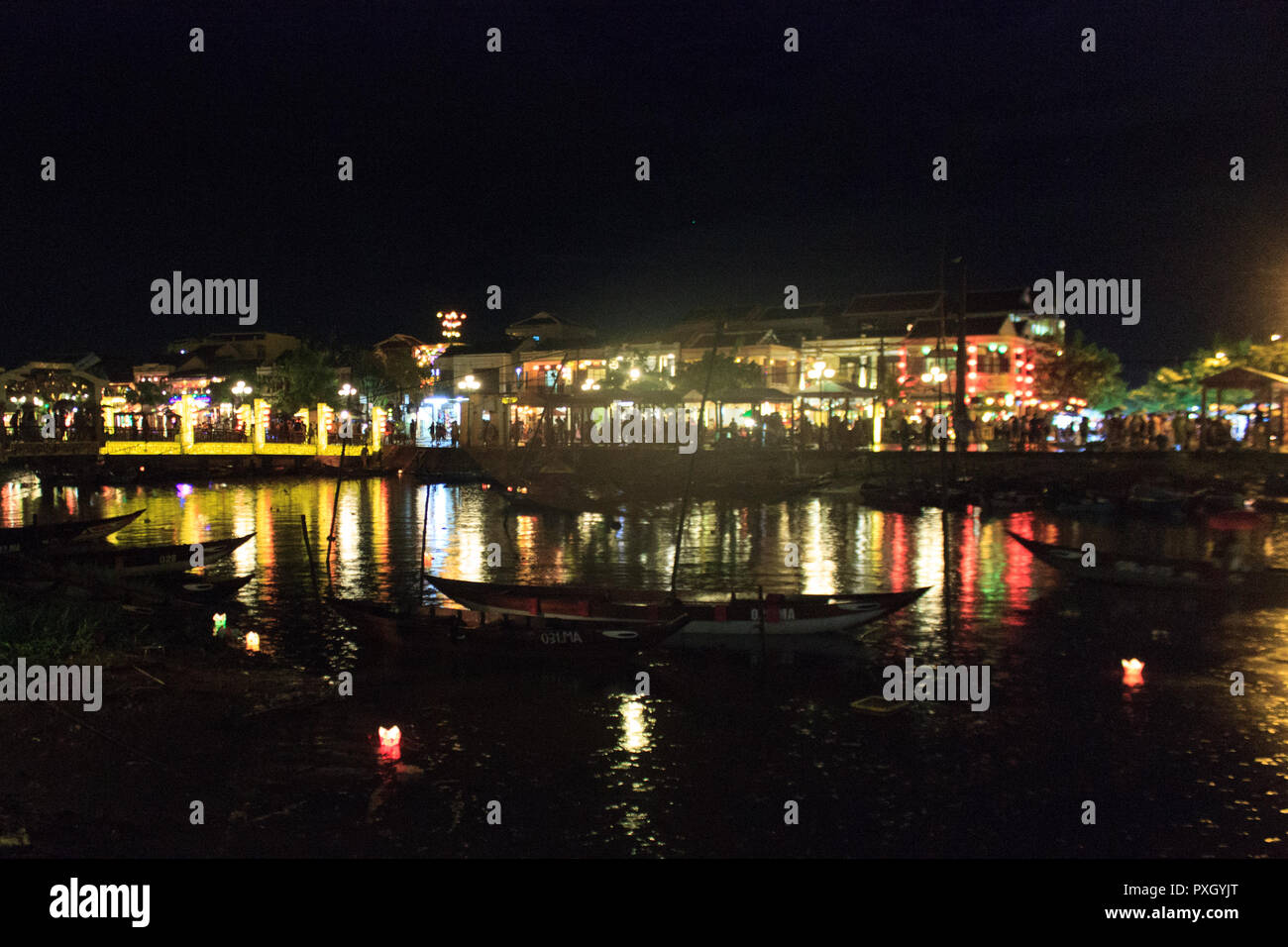 city lights on hoi an at night, vietnam Stock Photo - Alamy