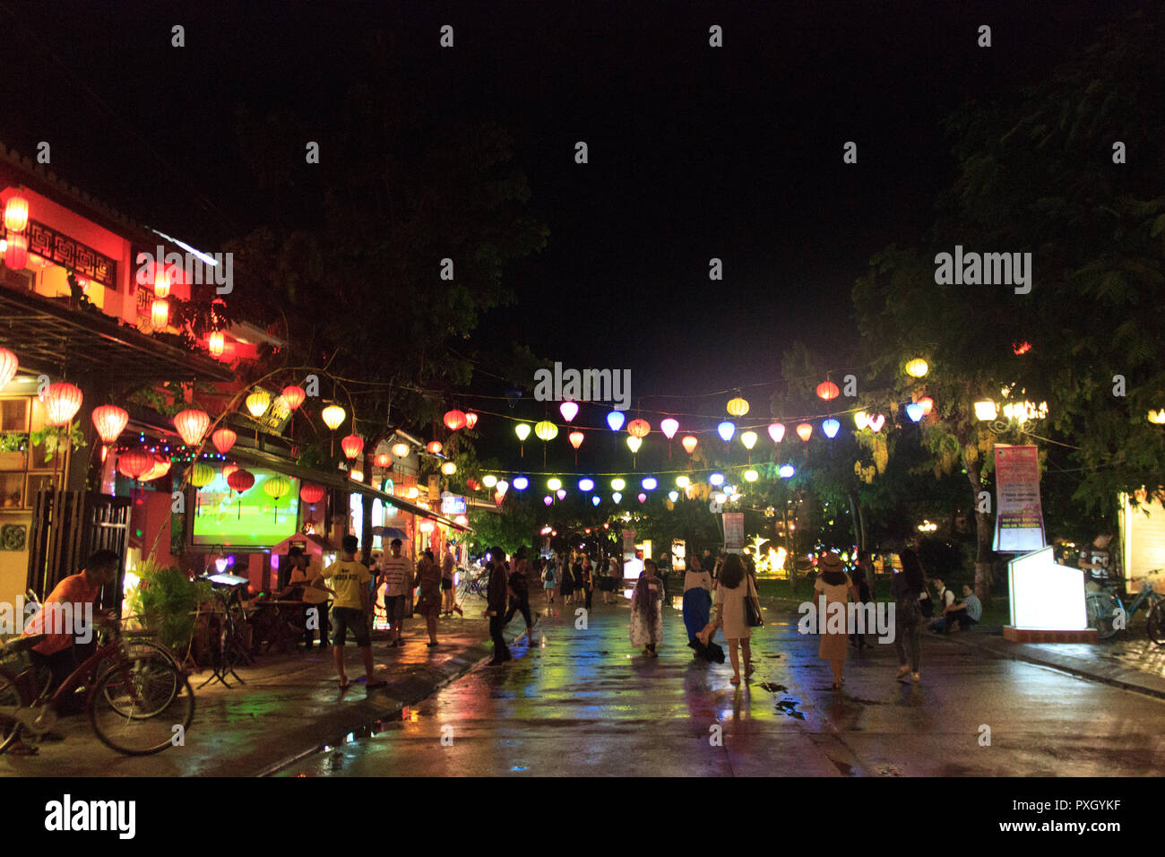 city lights on hoi an at night, vietnam Stock Photo - Alamy