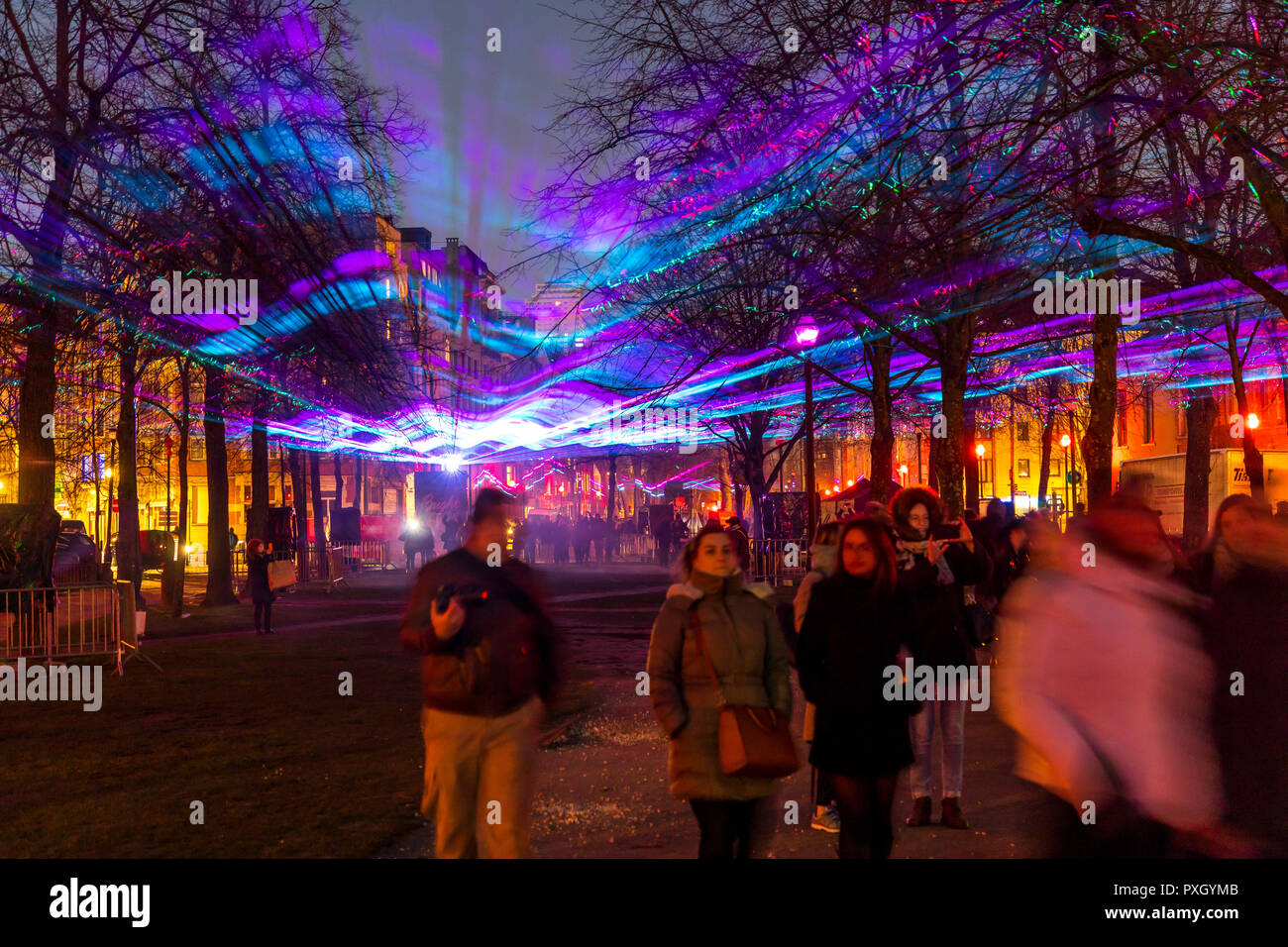 Light Art Festival "Bright Brussels", various light installations ...