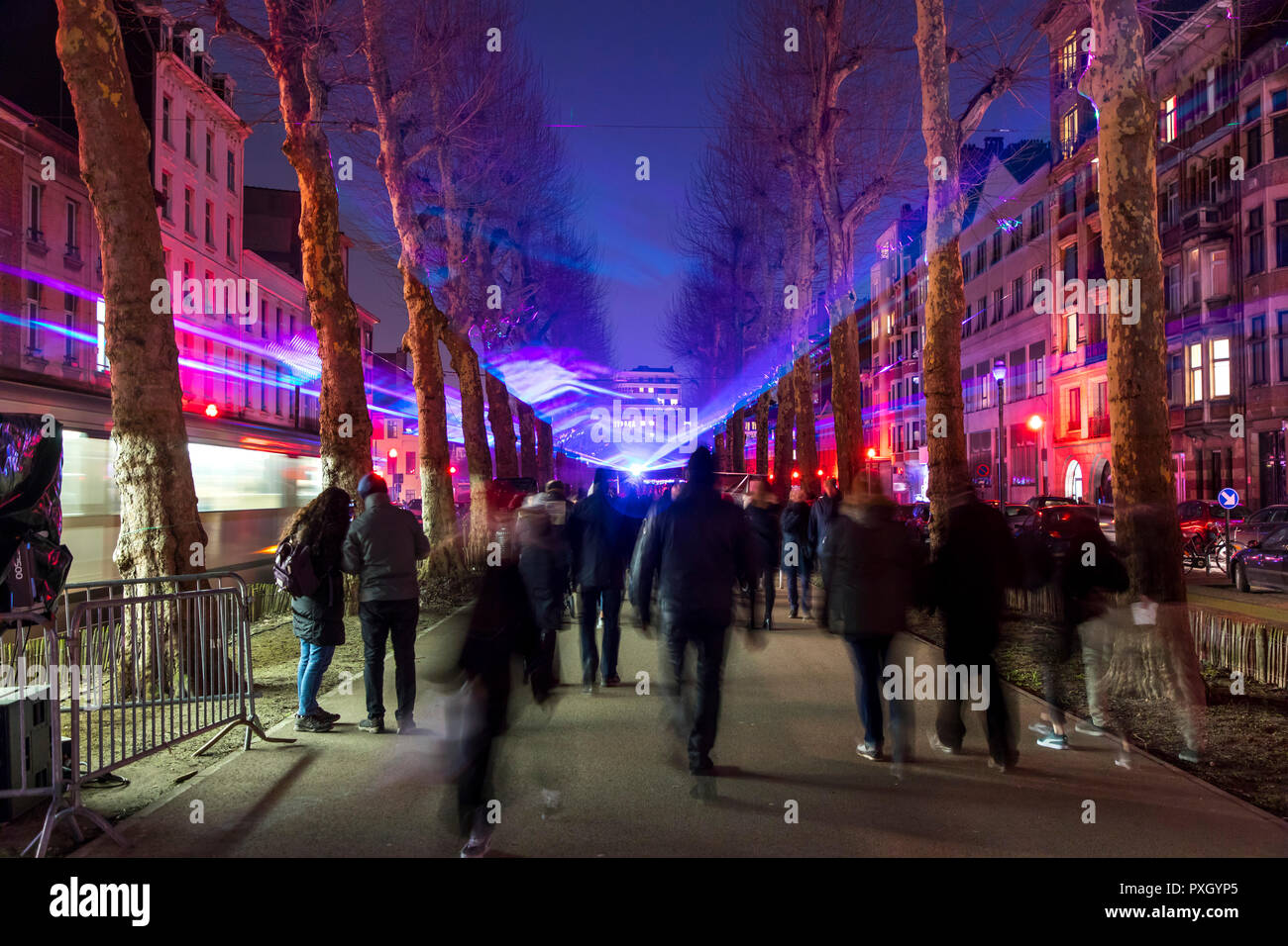 Light Art Festival "Bright Brussels", various light installations ...
