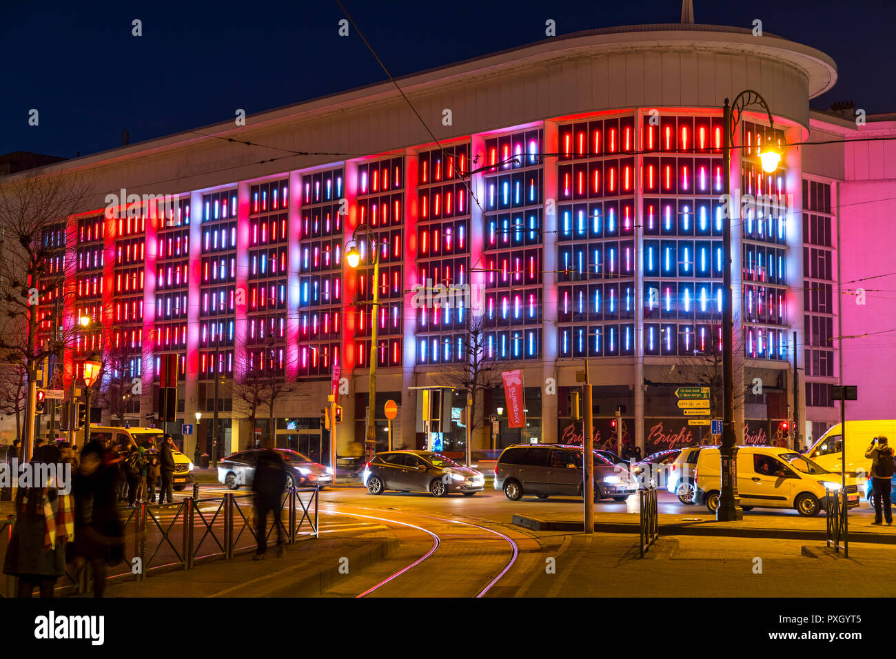 Light Art Festival "Bright Brussels", various light installations ...