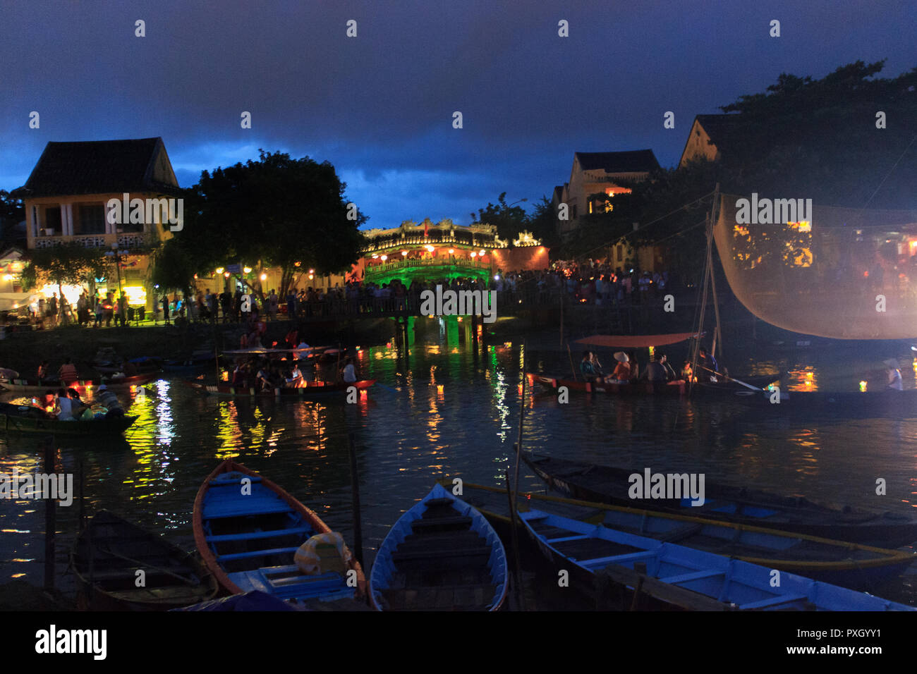 city lights on hoi an at night, vietnam Stock Photo - Alamy