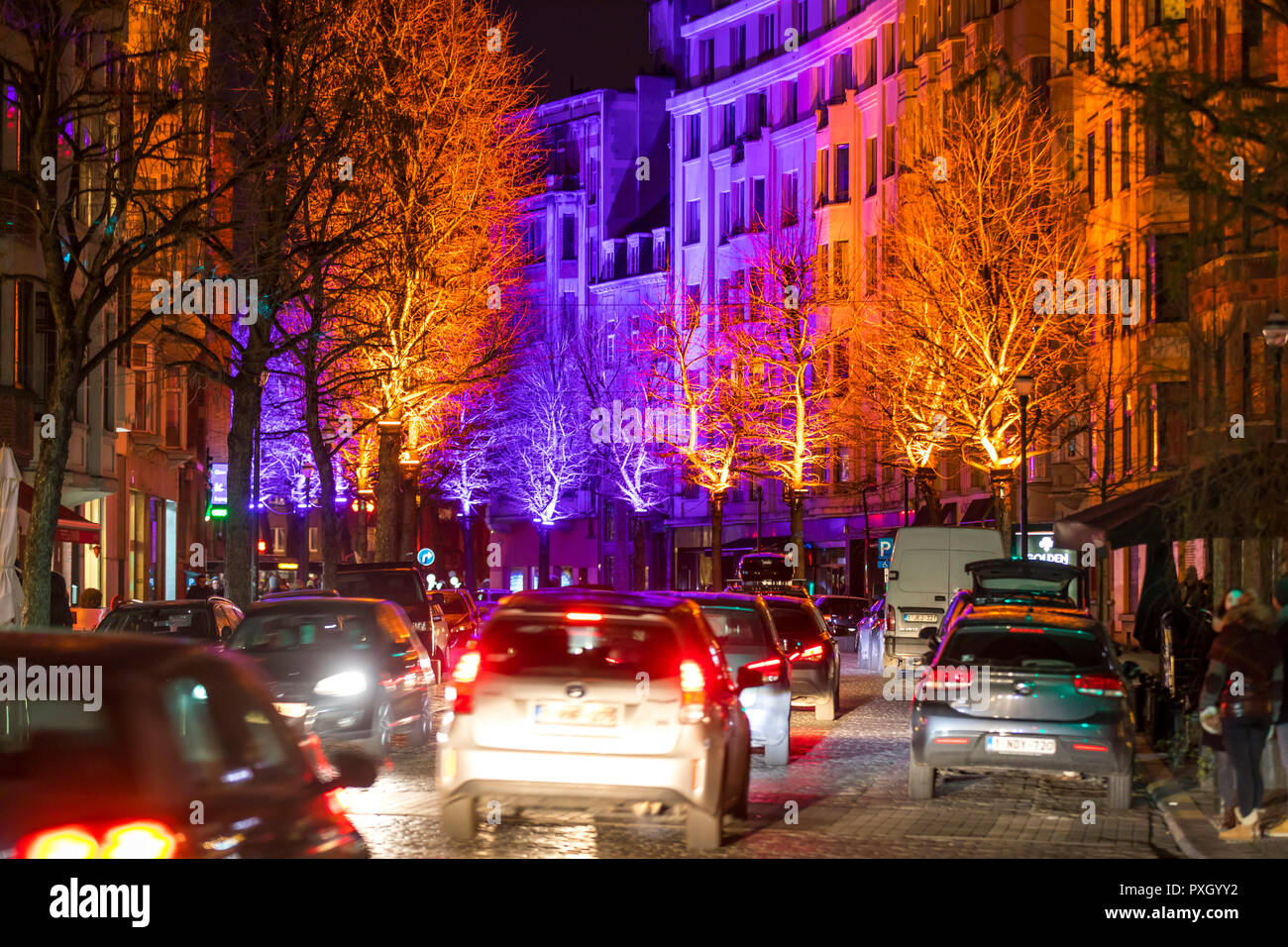 Light Art Festival "Bright Brussels", various light installations ...